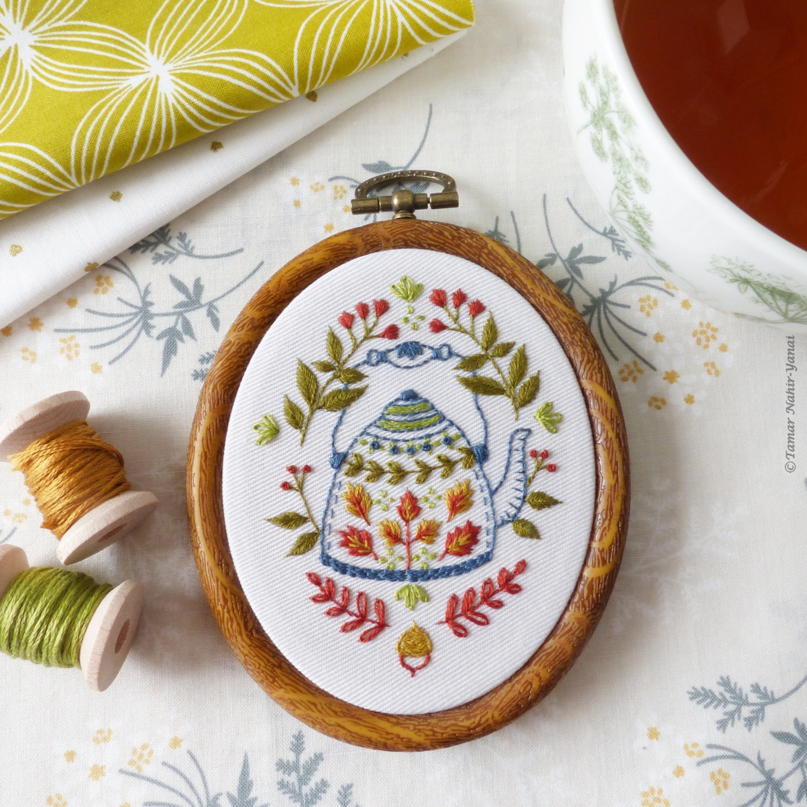 Autumn Kettle - Embroidery Kit, Embroidery Art, DIY Kit, DIY Gift ...