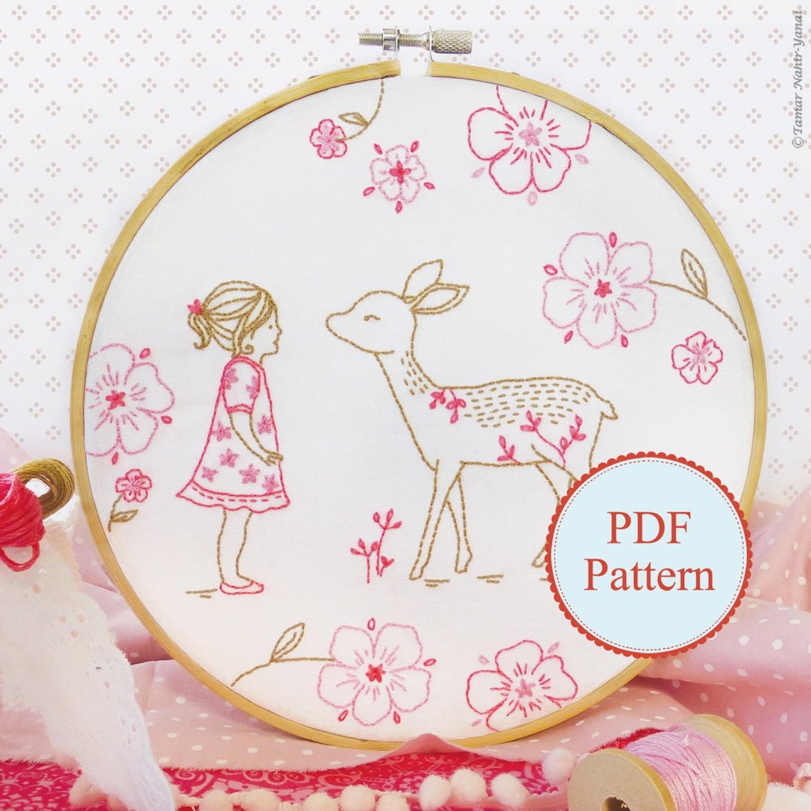 Bambi Girl - PDF File, Embroidery Pattern, Hand Embroidery Design ...
