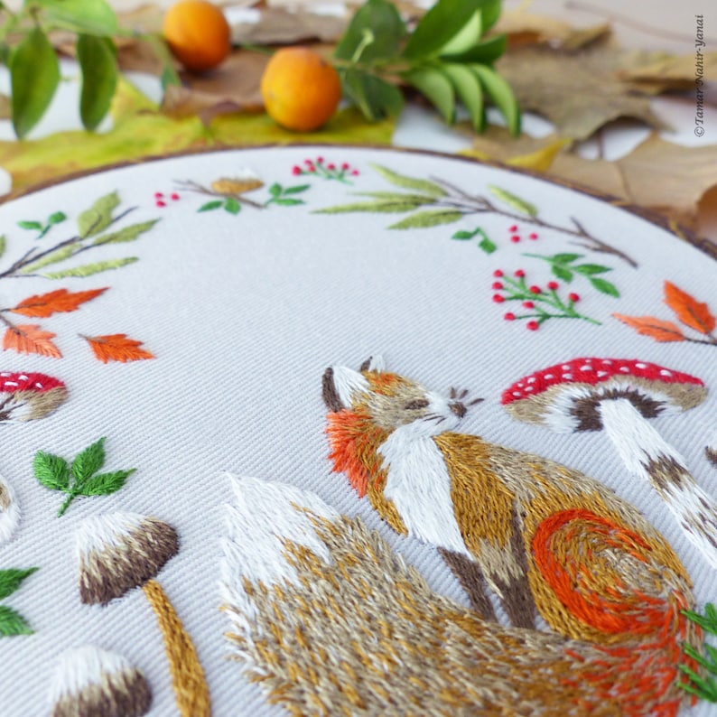Autumn Fox Diy Kit Embroidery Kit Autumn Embroidery | Etsy