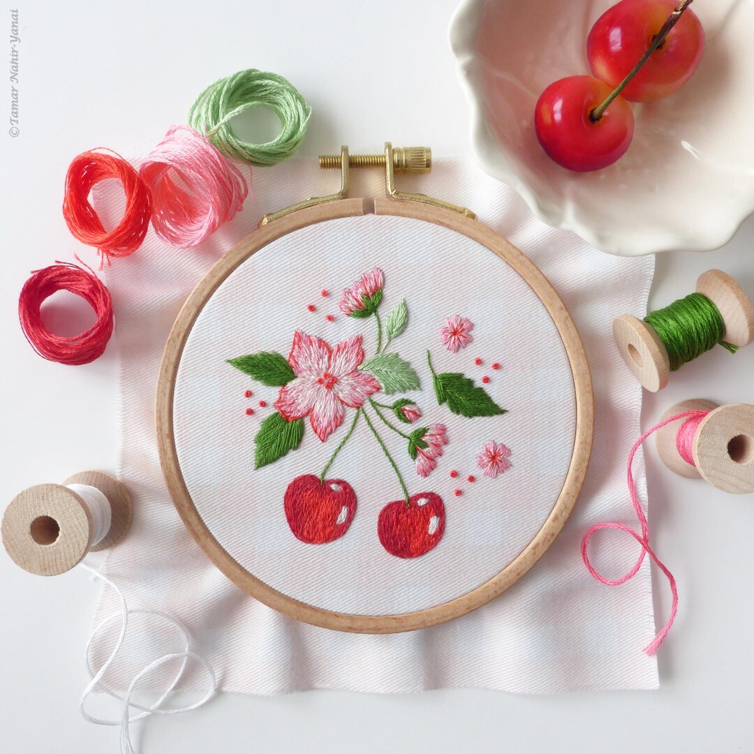 Sweet Cherries - Embroidery Kit, Cherries Embroidery, Summer Diy Kit ...