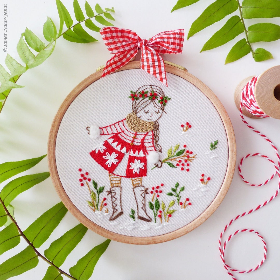 Snowy Girl Embroidery Kit Winter Christmas Embroidery - Etsy