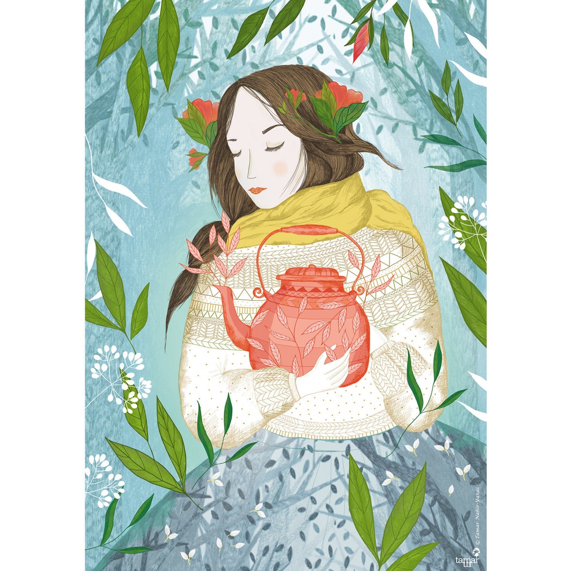 Tea Time Lady Home Decor Wall Décor Winter Print Living - Etsy