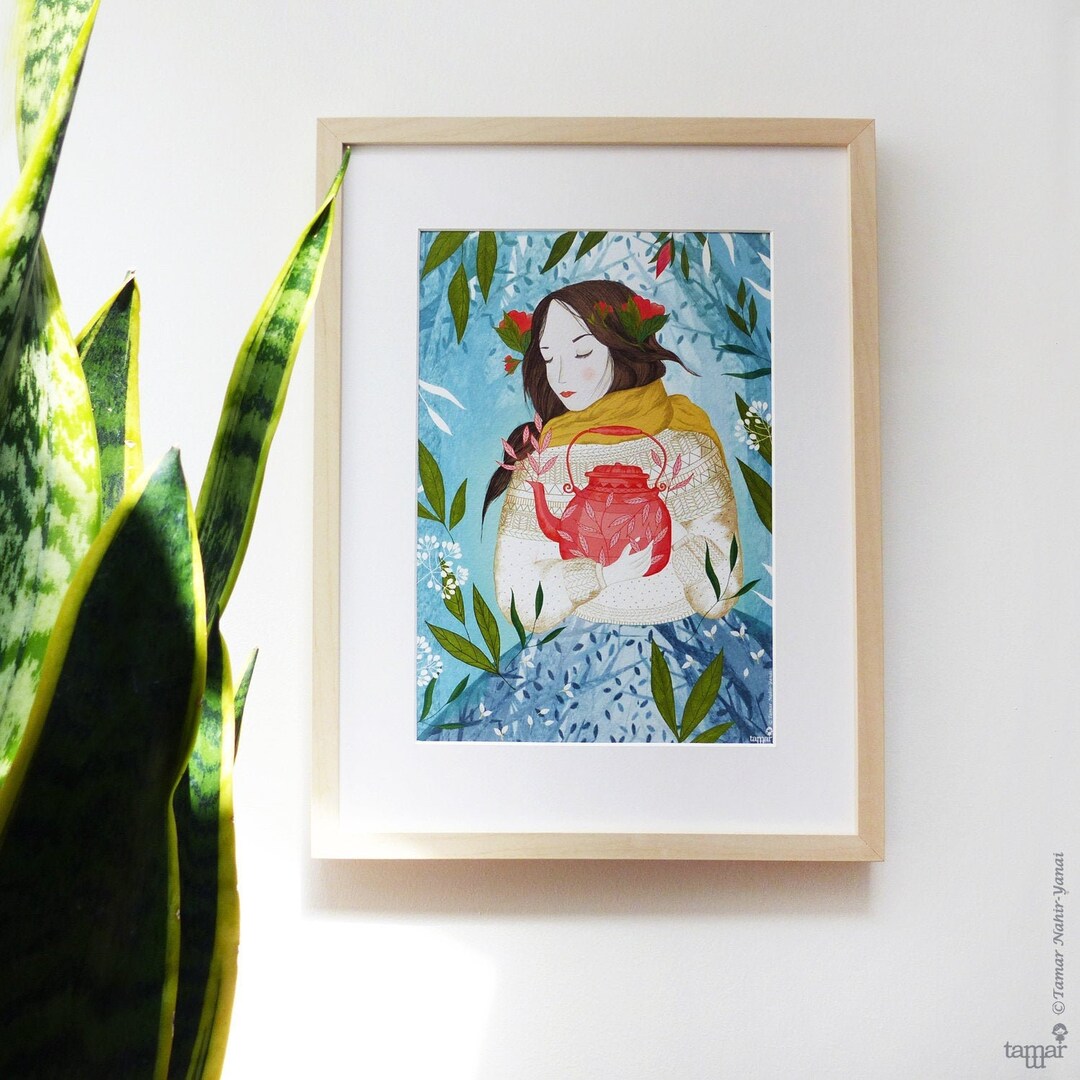 Tea Time Lady Home Decor Wall Décor Winter Print Living - Etsy