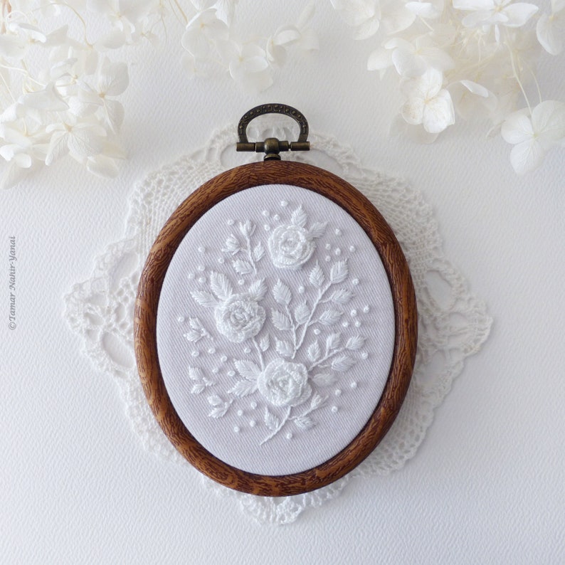 White Roses Wedding Embroidery Hoop DIY Embroidery DIY | Etsy