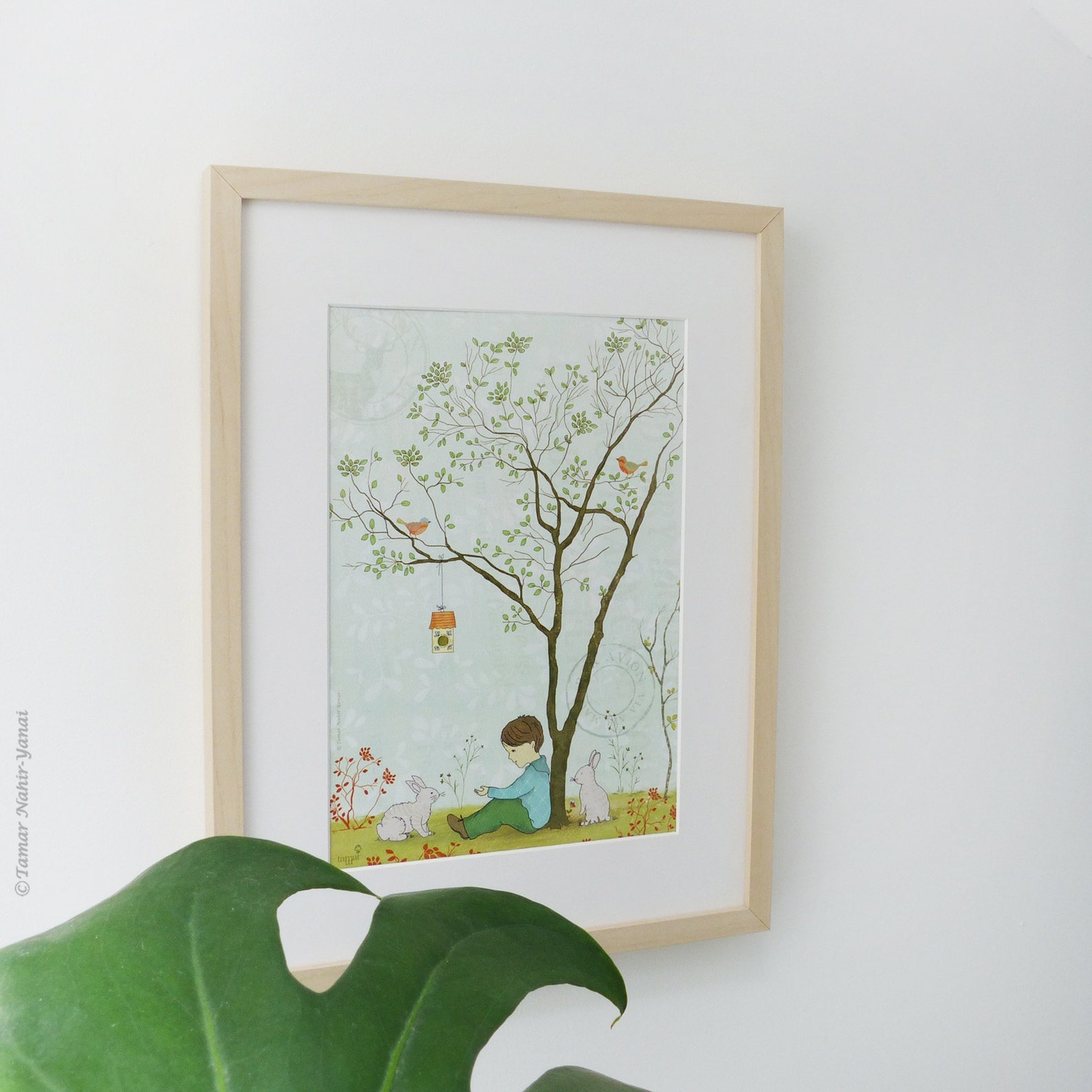 Print Original Art, Room Decor - Tree and Rabbit - Etsy