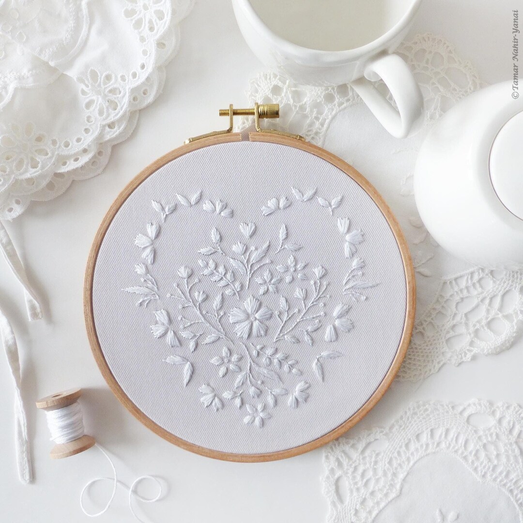 White Heart - Embroidery Art Kit, Creative Diy, Craft Kit, Valentine's ...