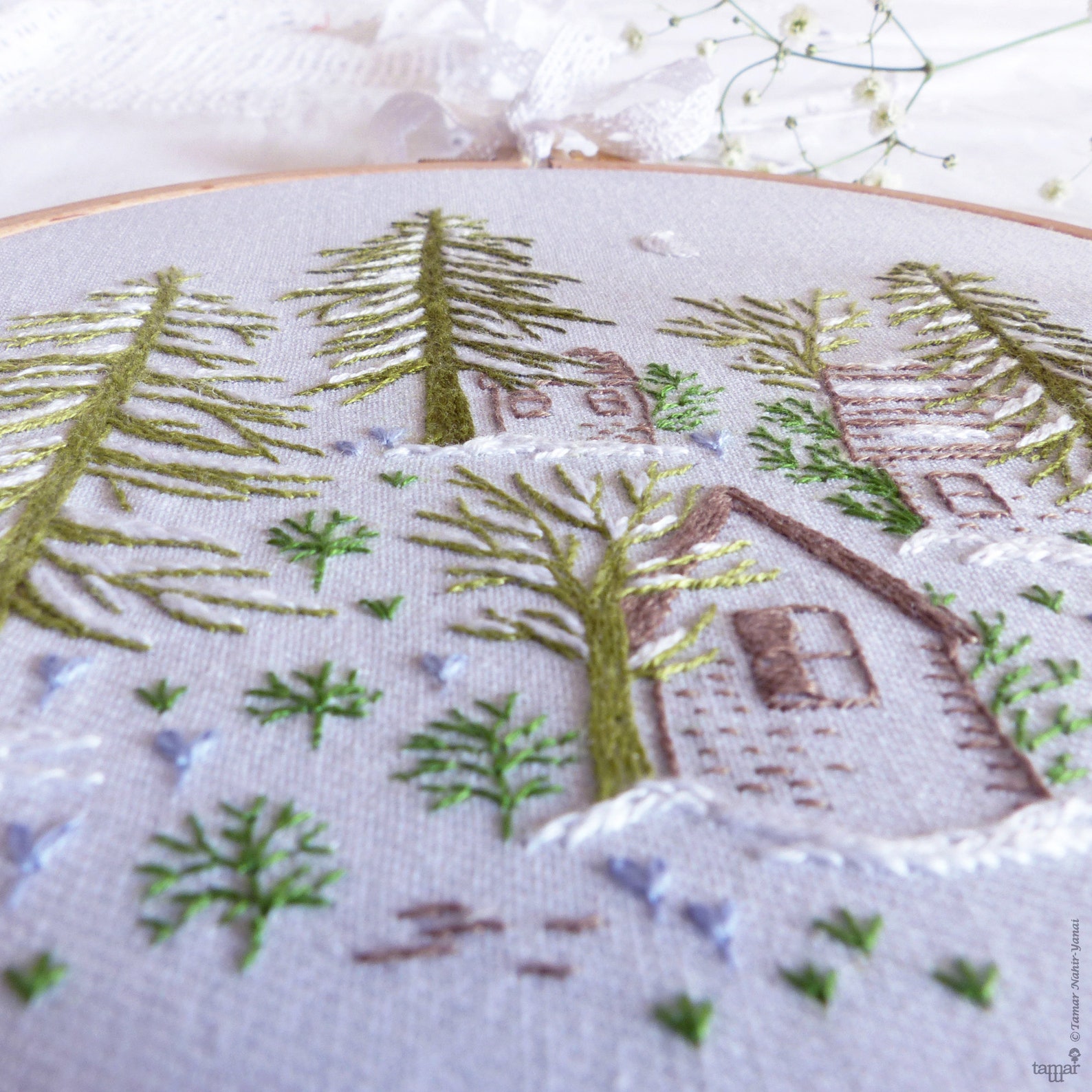 Snowy Night Embroidery Art Kit Art Gift Diy Creative Diy - Etsy