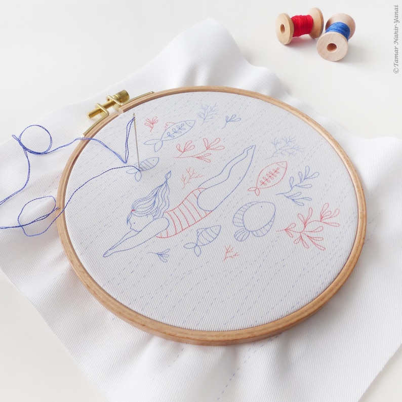 Little Swimmer - Embroidery Art Kit, Creative Diy, Swimming Embroidery ...