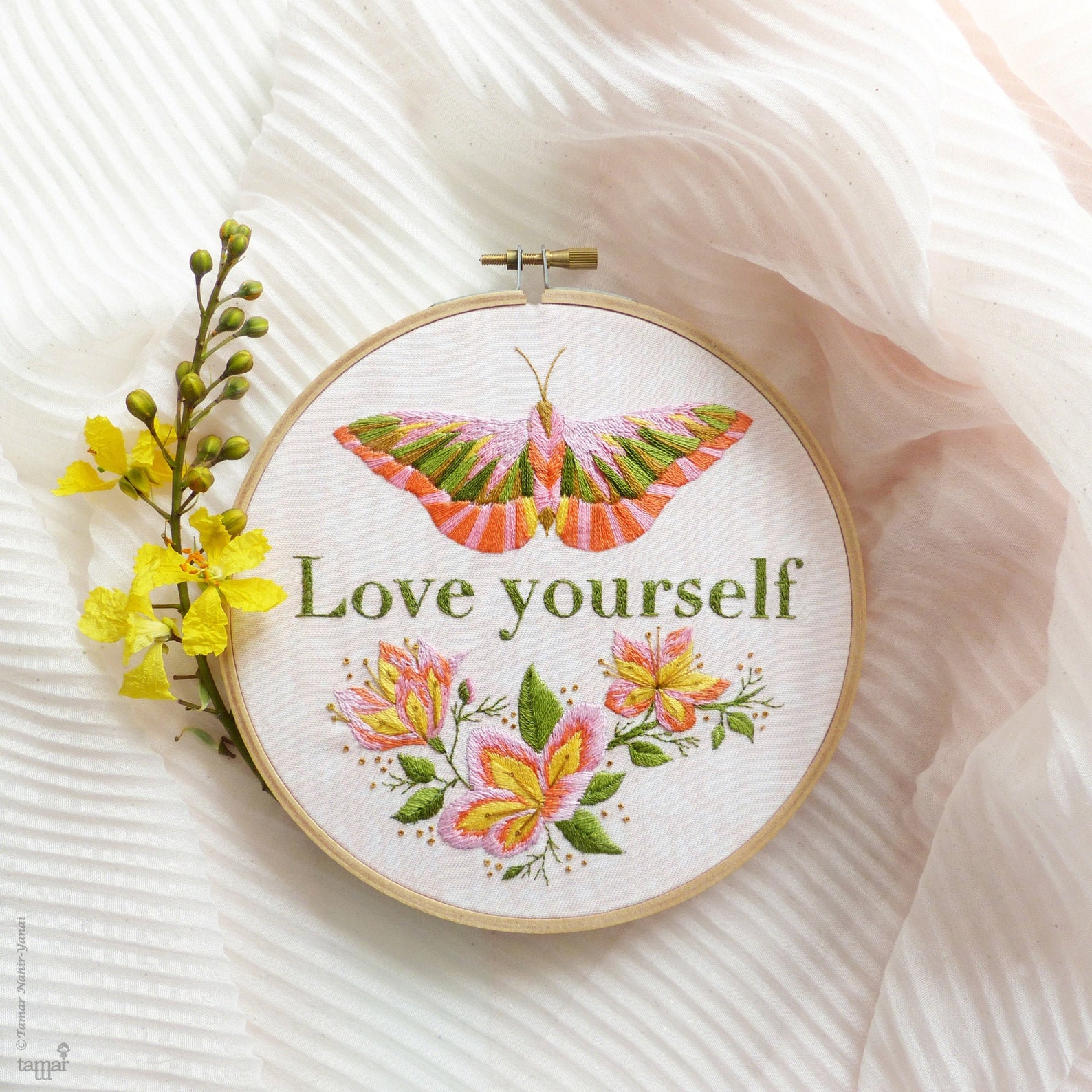 Love Yourself Hand Embroidery Kit - Inspirational Gift, Butterfly ...