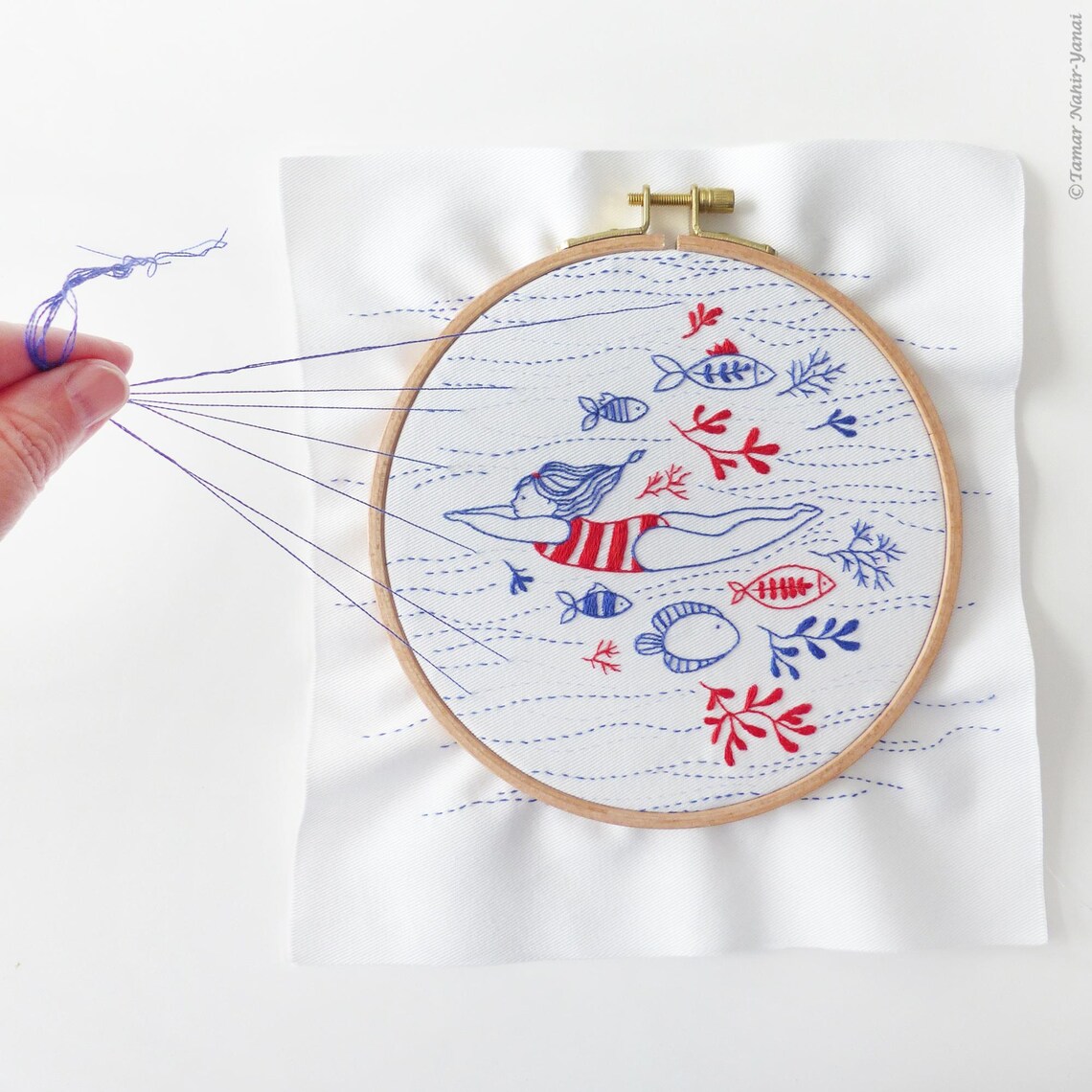 Little Swimmer - Embroidery Art Kit, Creative Diy, Swimming Embroidery ...