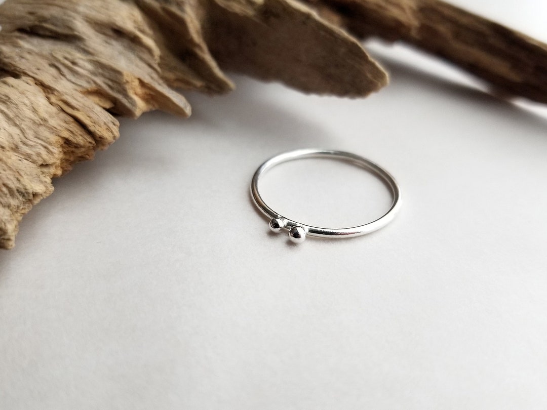 Tiny Ball Ring. Dainty Pebble Stacker Ring. Silver Ball Stacking Ring ...