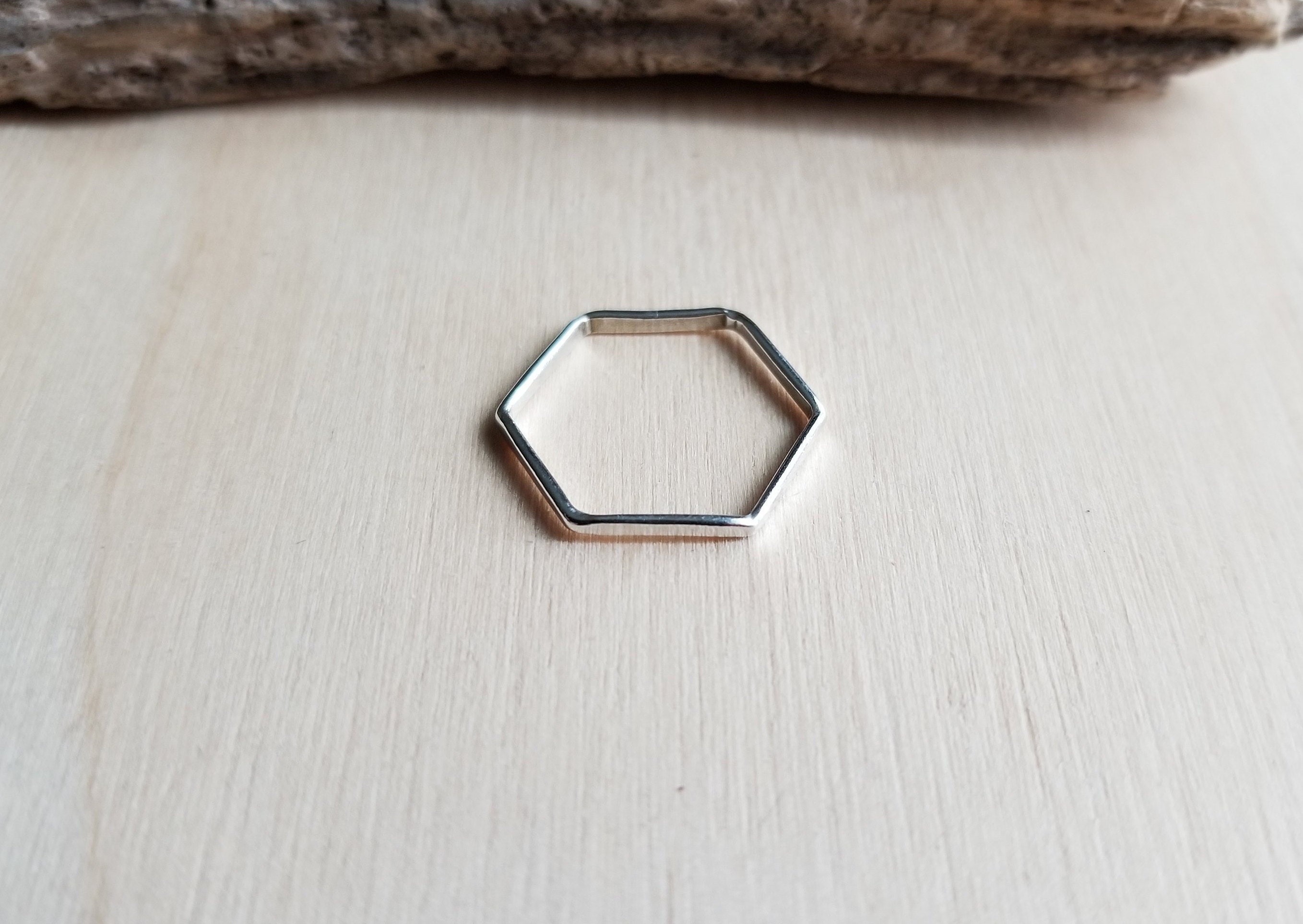 Silver Hexagon Stacking Ring. Geometric Stack Ring. | Etsy