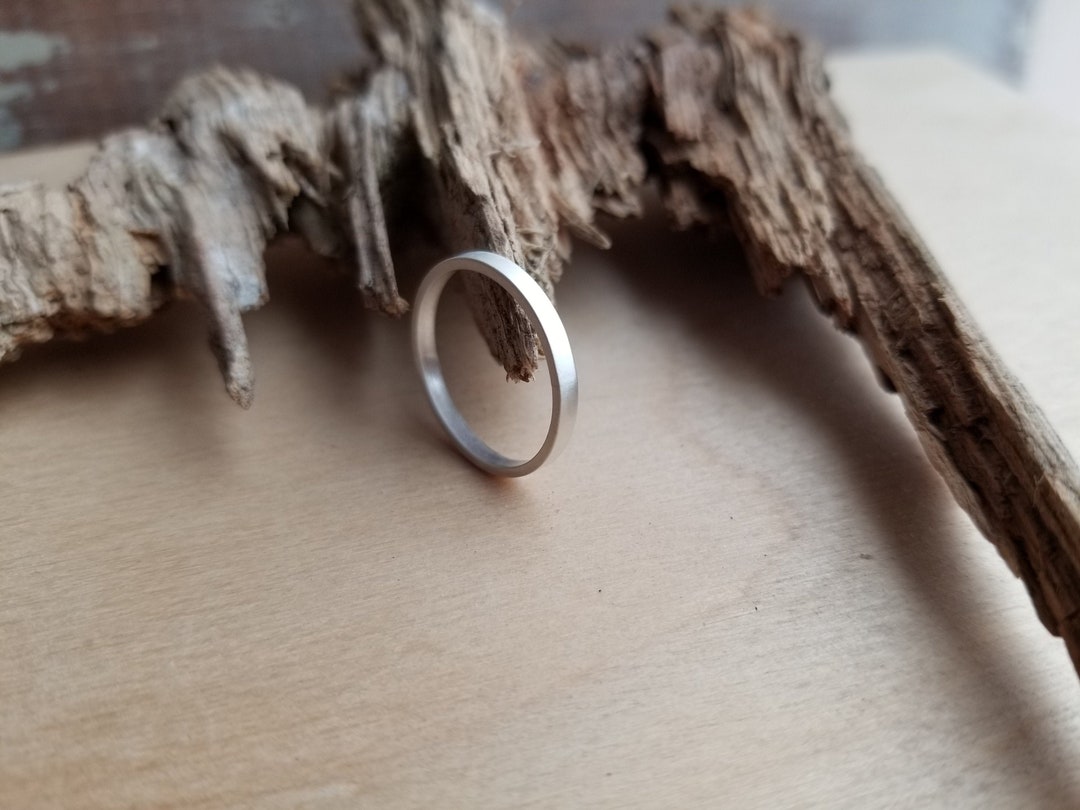 Matte Finish Stackable Silver Band. Brushed Finish Silver Ring. Matte ...