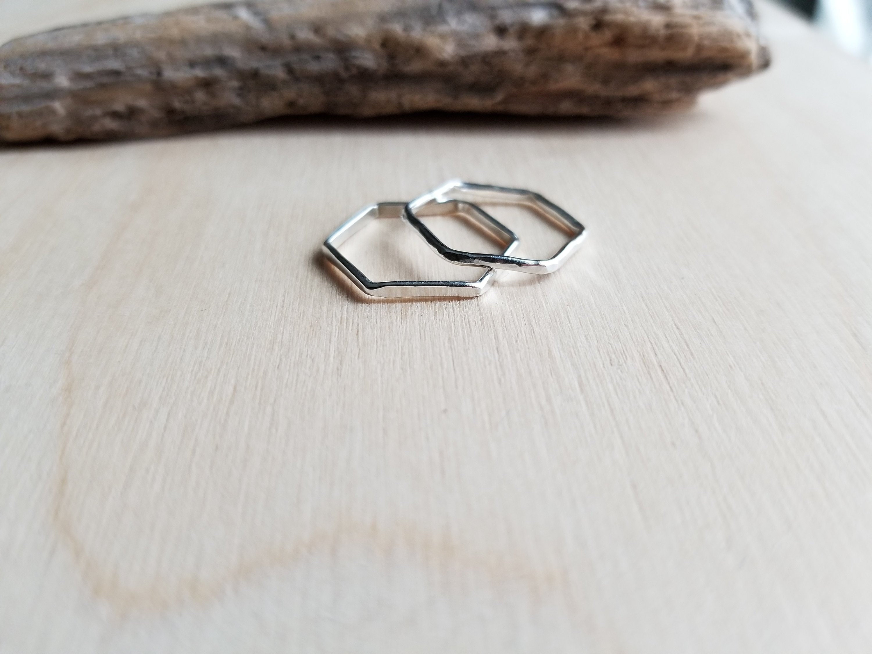 Silver Hexagon Stacking Ring. Geometric Stack Ring. | Etsy