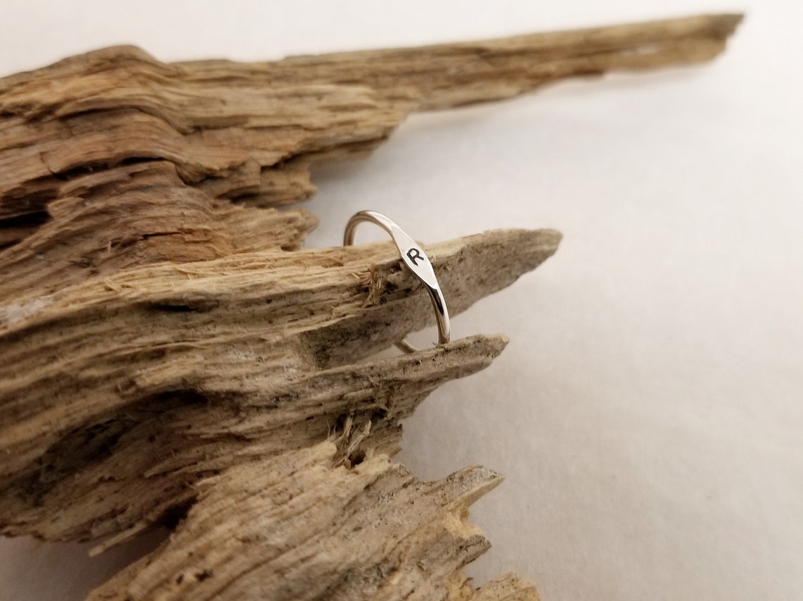 Initial Signet Ring. Silver Initial Band. Dainty Silver | Etsy