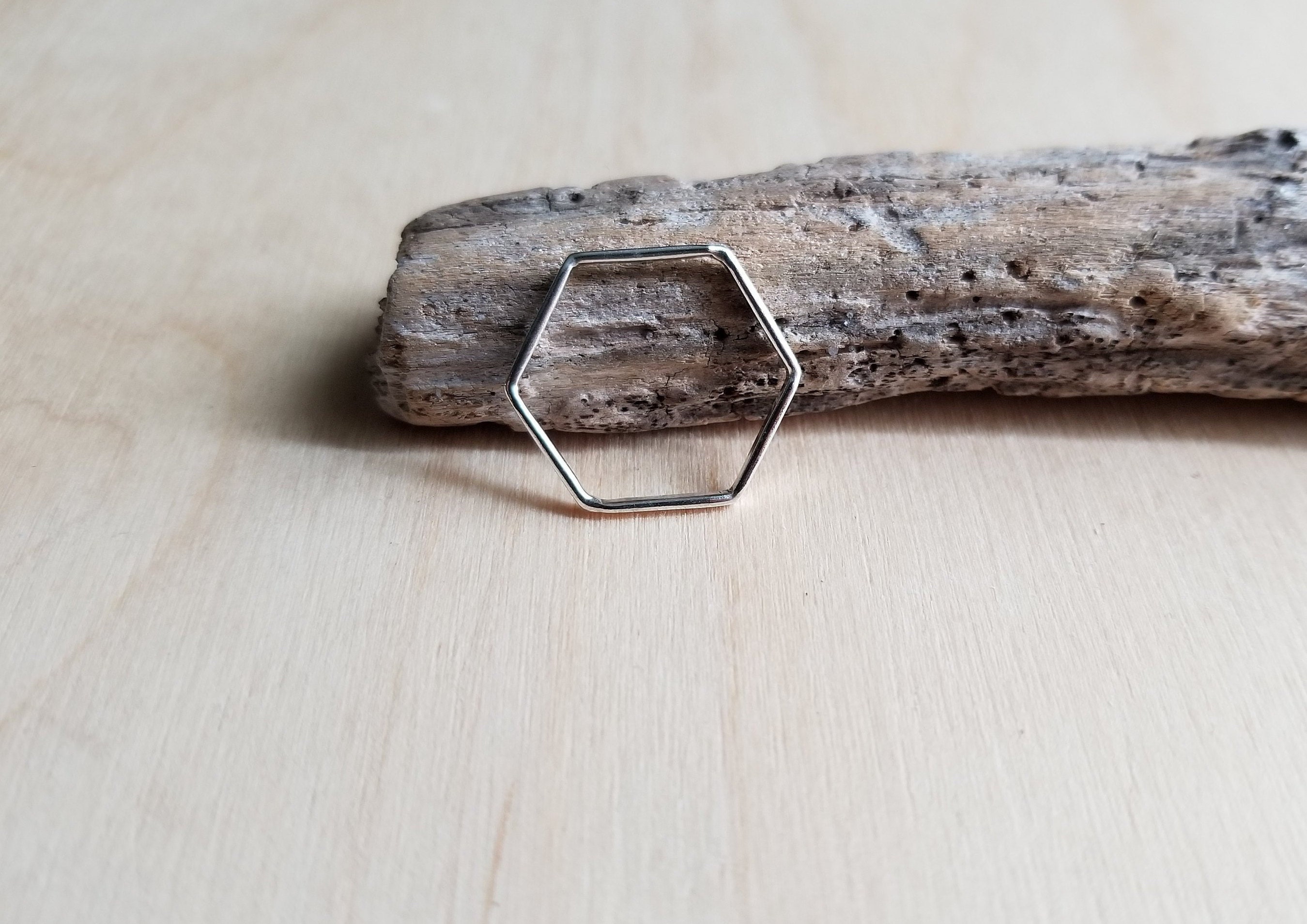 Silver Hexagon Stacking Ring. Geometric Stack Ring. | Etsy