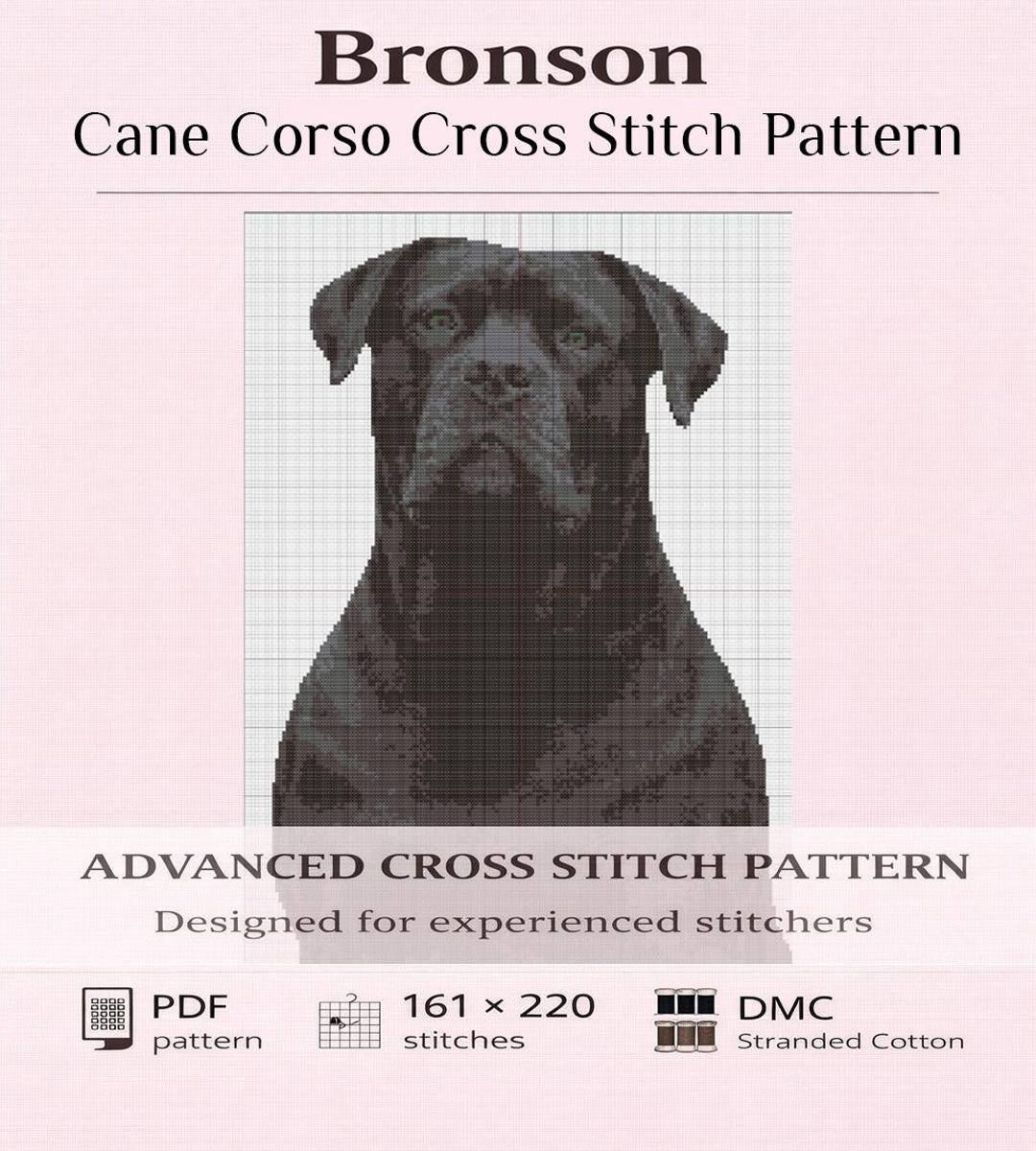 Cane Corso Cross Stitch Pattern PDF, Realistic Dog Portrait, Advanced ...