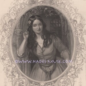 Maiden Awaits Lover in Tower-the Coming Step-bat-owl-demon-1846 Antique ...