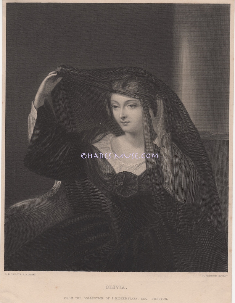 Lady in Black-olivia in Mourning-death-grief-1850 Antique Vintage Art ...