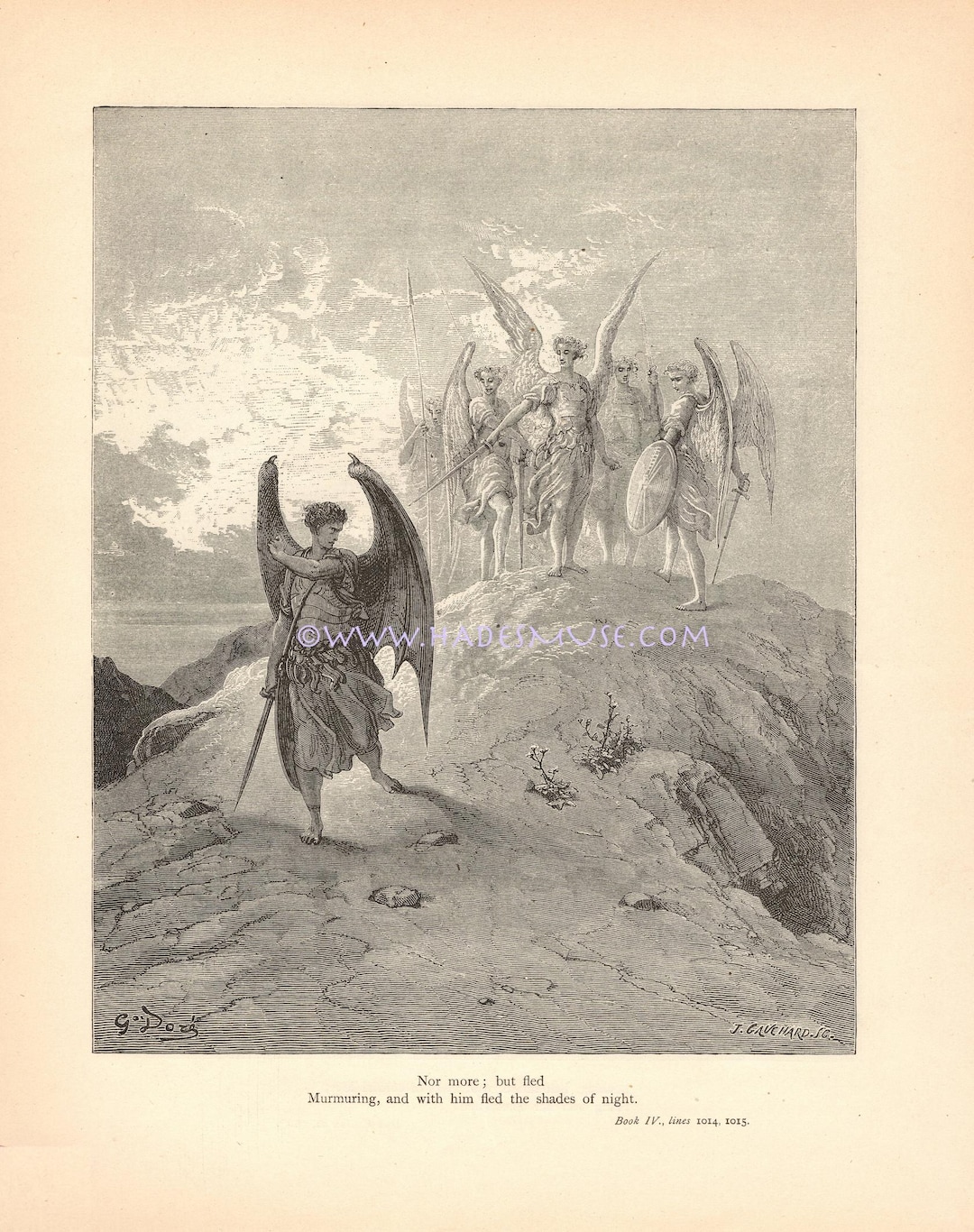 1895 Satan Thrown Out of Heaven-antique Print-vintage Art Picture-dore ...