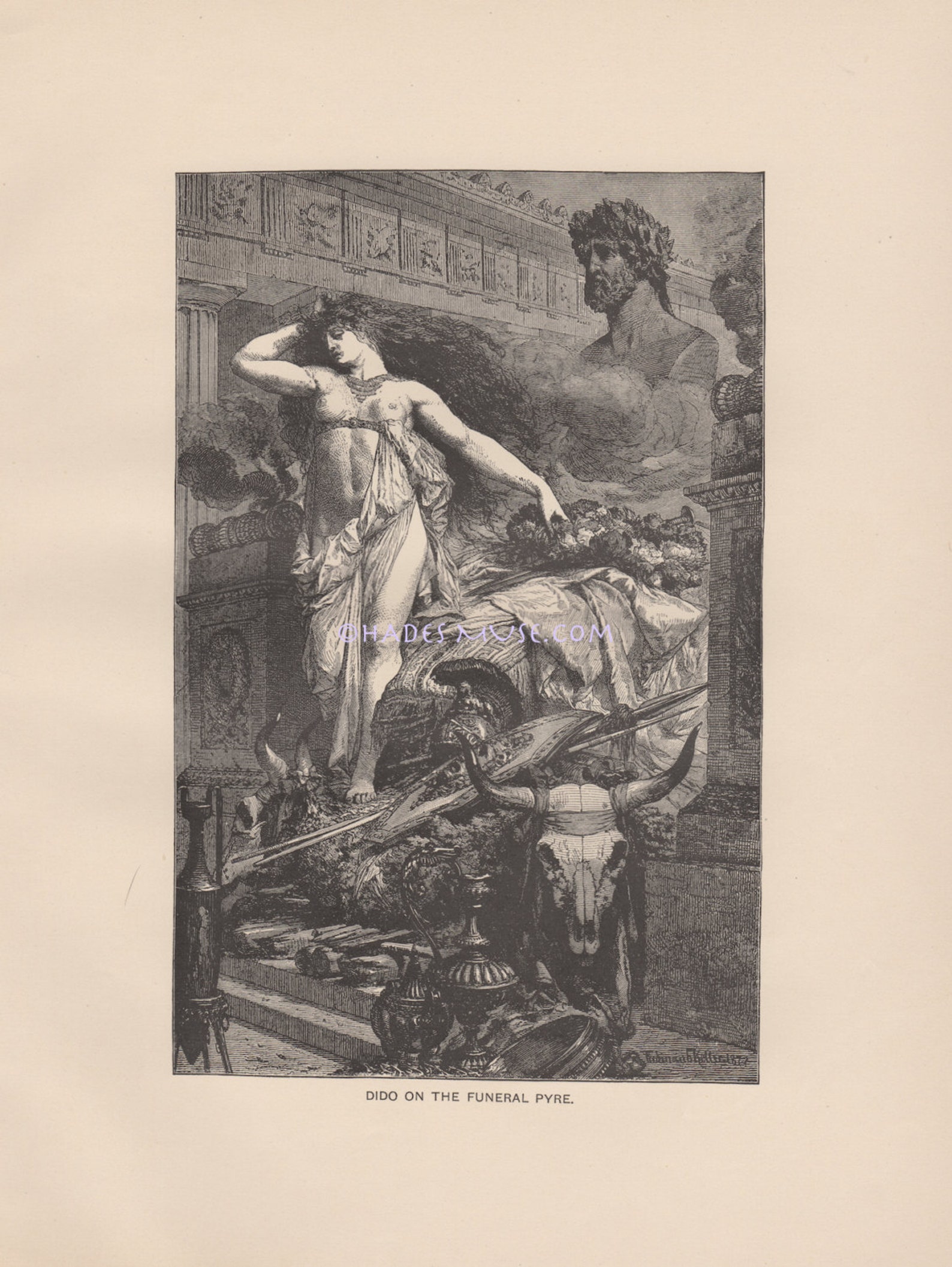Dido on Funeral Pyre-death & Tears-1890 Antique Vintage Old - Etsy