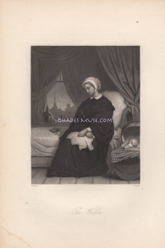 The Widow Mourning-death-victorian Poem-poetry-1854 Antique - Etsy