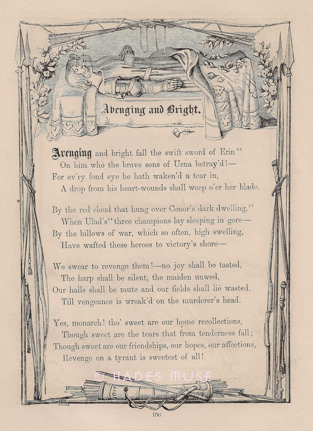 1872 Lay Sleeping-brave Knight Lies Dead-death-medieval-sword-blade-old ...
