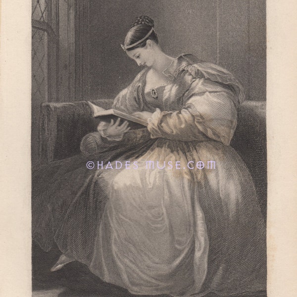Picture of Victorian Lady Reading - Etsy