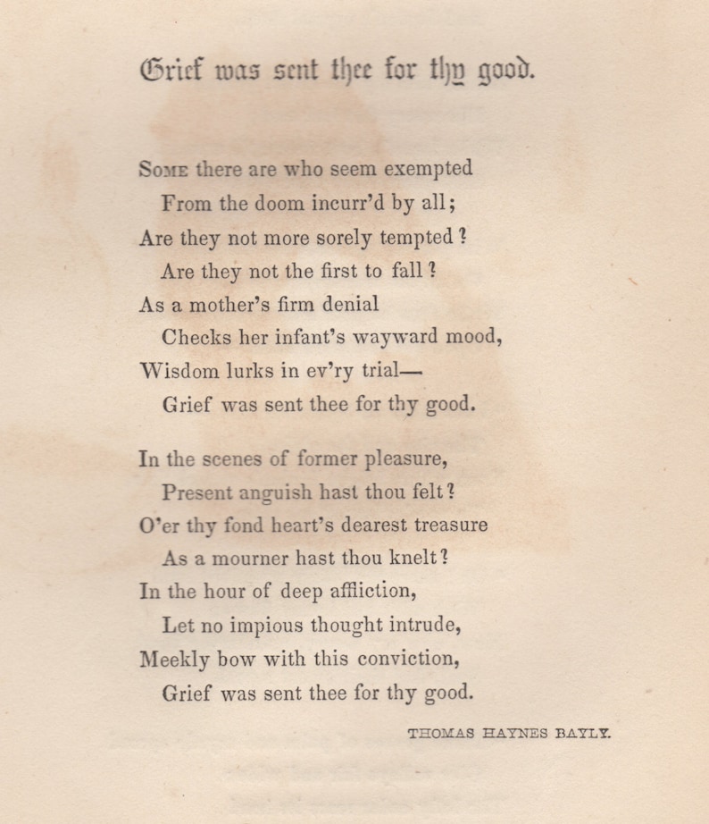 The Widow Mourning-death-victorian Poem-poetry-1854 Antique Vintage Art ...