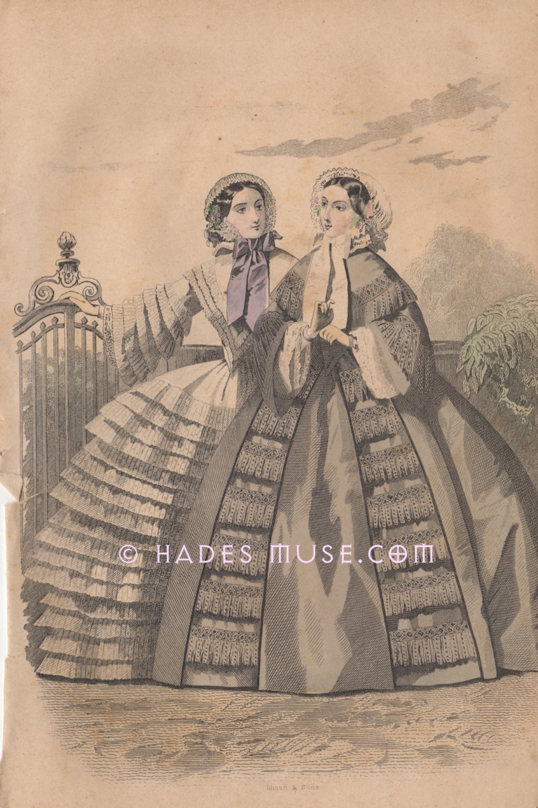 1858 Victorian Gothic Ladies Dresses-lace-ruffles-paris-fashion-style ...