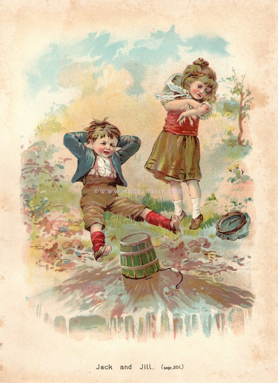 Jack and Jill-1851 Old Antique Vintage Art Print-picture-color - Etsy