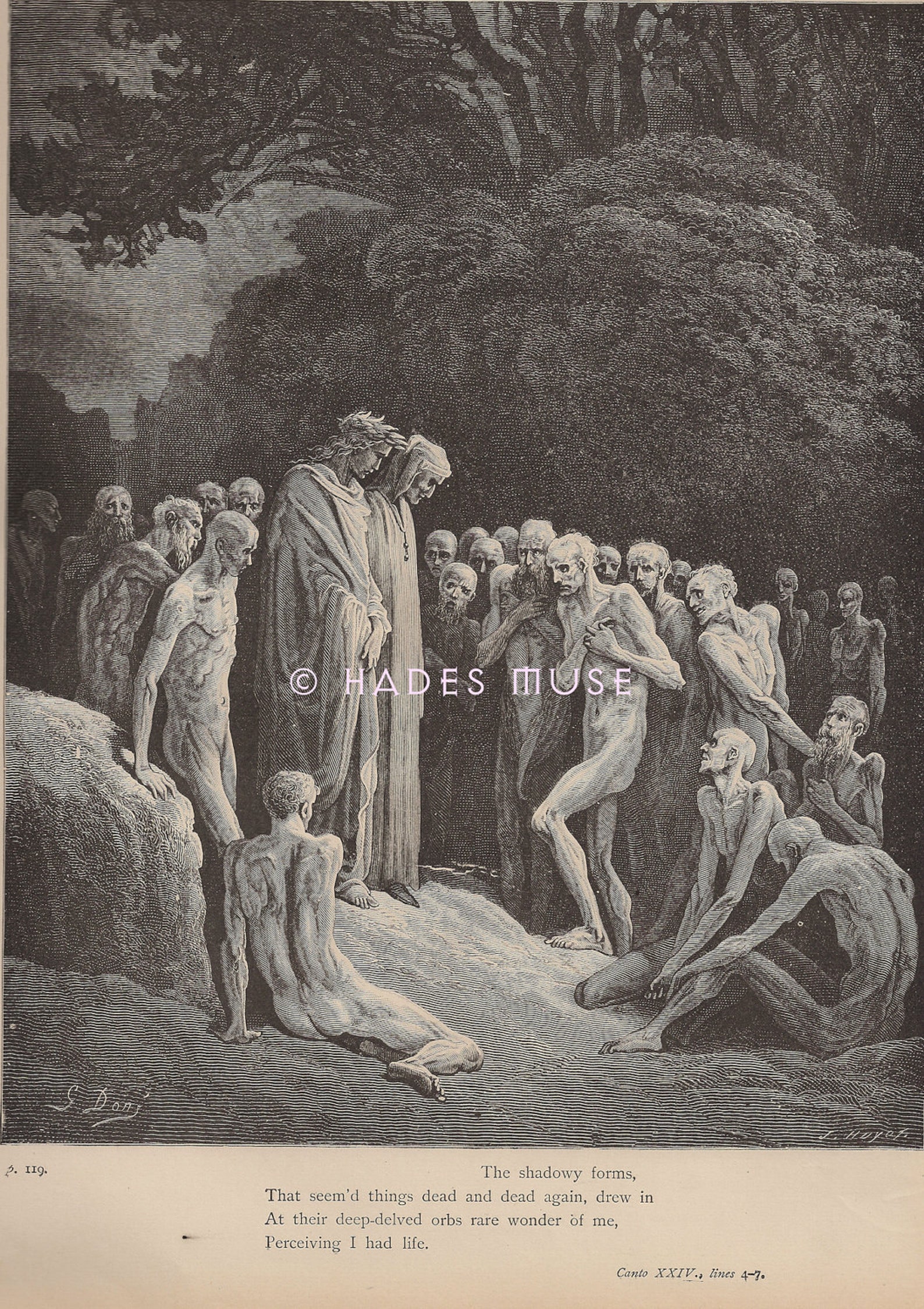Seven Deadly Sins-hell-gluttony-1888 Antique Vintage Art Print-gothic ...