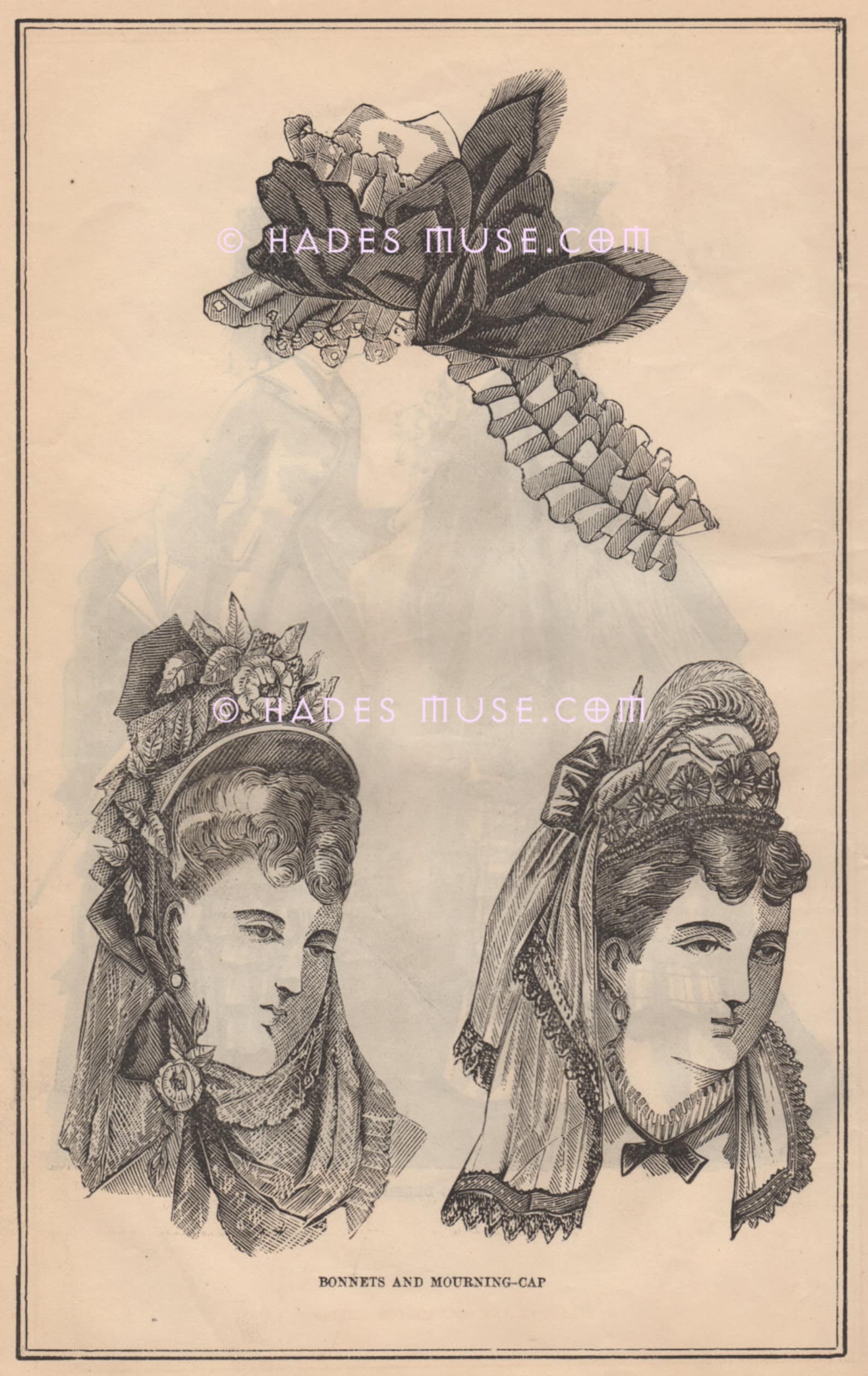 Black Mourning Bonnet-pattern-hat-cap-funeral-fashion-victorian-grief ...