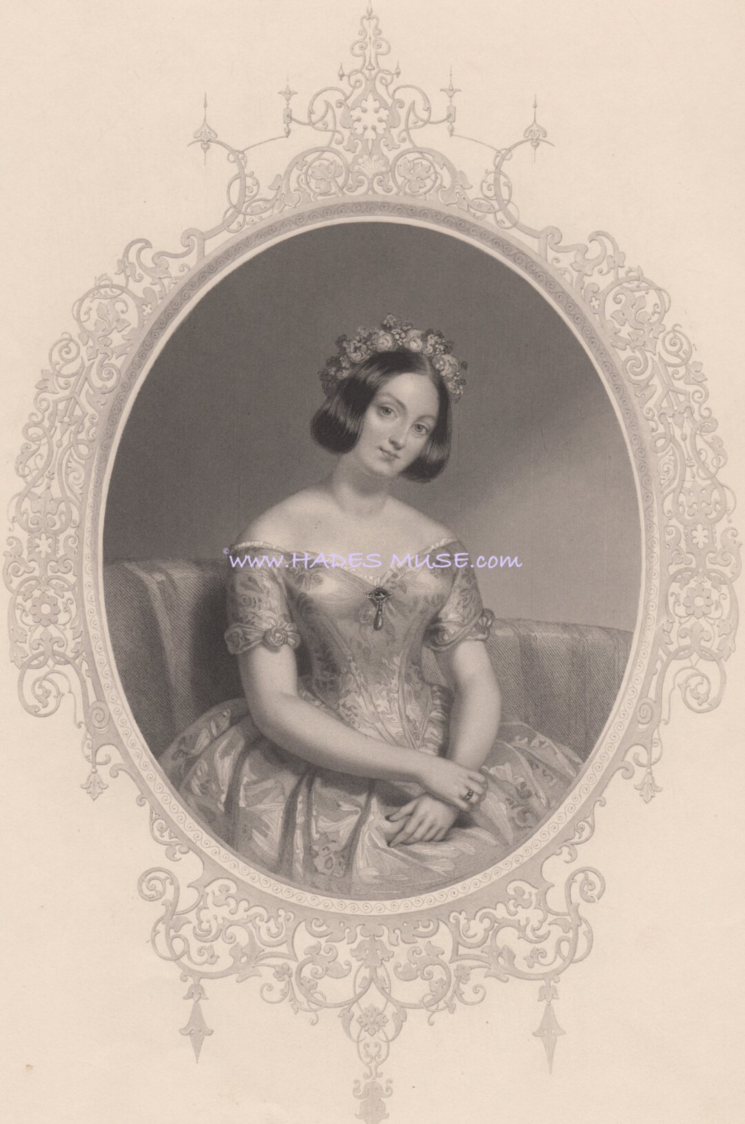 Token of Grief-the Wreath Emblem of Beauty-1846 Antique Vintage Print ...