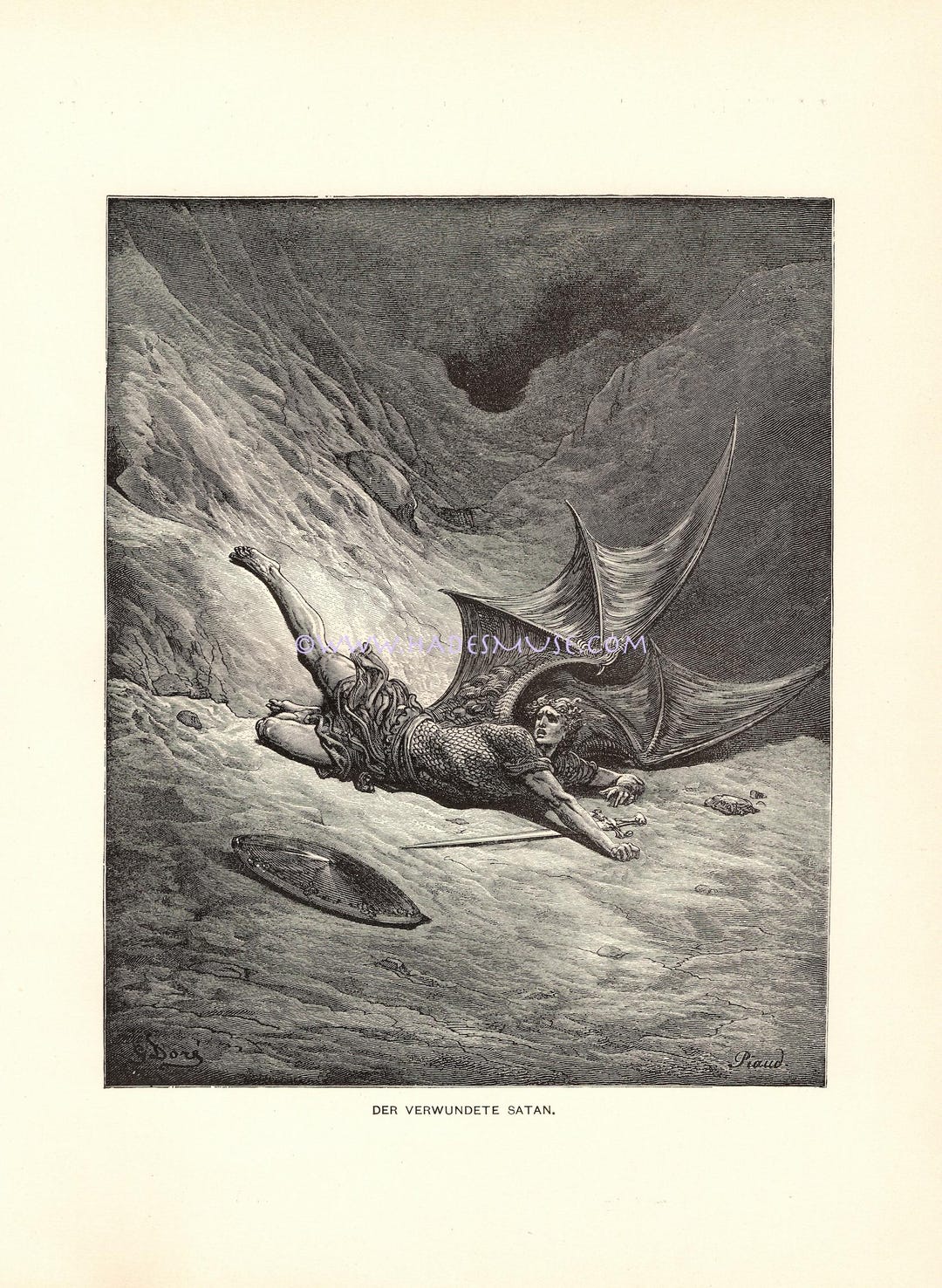 1891 Satan Feels Pain for First Time-wounded-thrown Out of Heaven ...