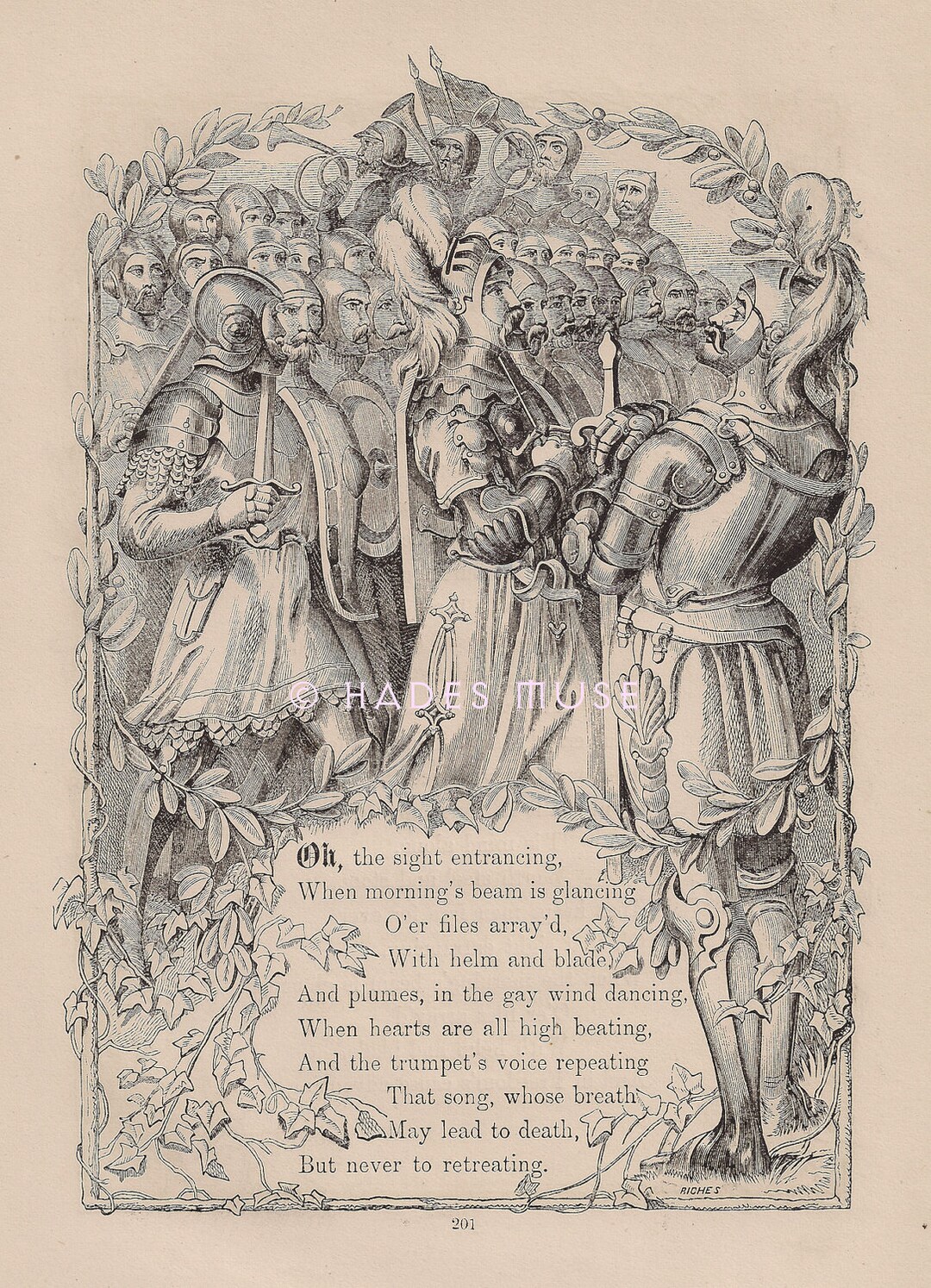 Song That Leads to Death-1872 Antique Vintage Art Print-gothic-medieval ...