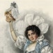 Unmasked-masquerade Party-lovely Lady-1900 Antique Vintage Color Art ...