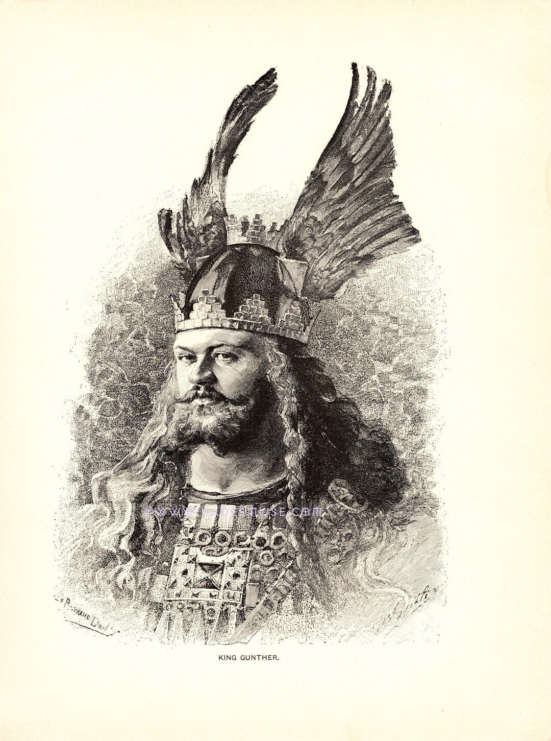 King Gunther-viking-1891 Old Antique Vintage Art Print-picture ...