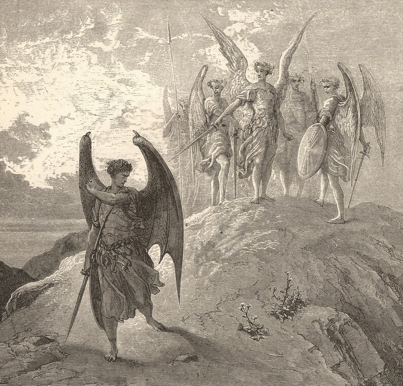 1895 Satan Thrown Out of Heaven-antique Print-vintage Art Picture-dore ...