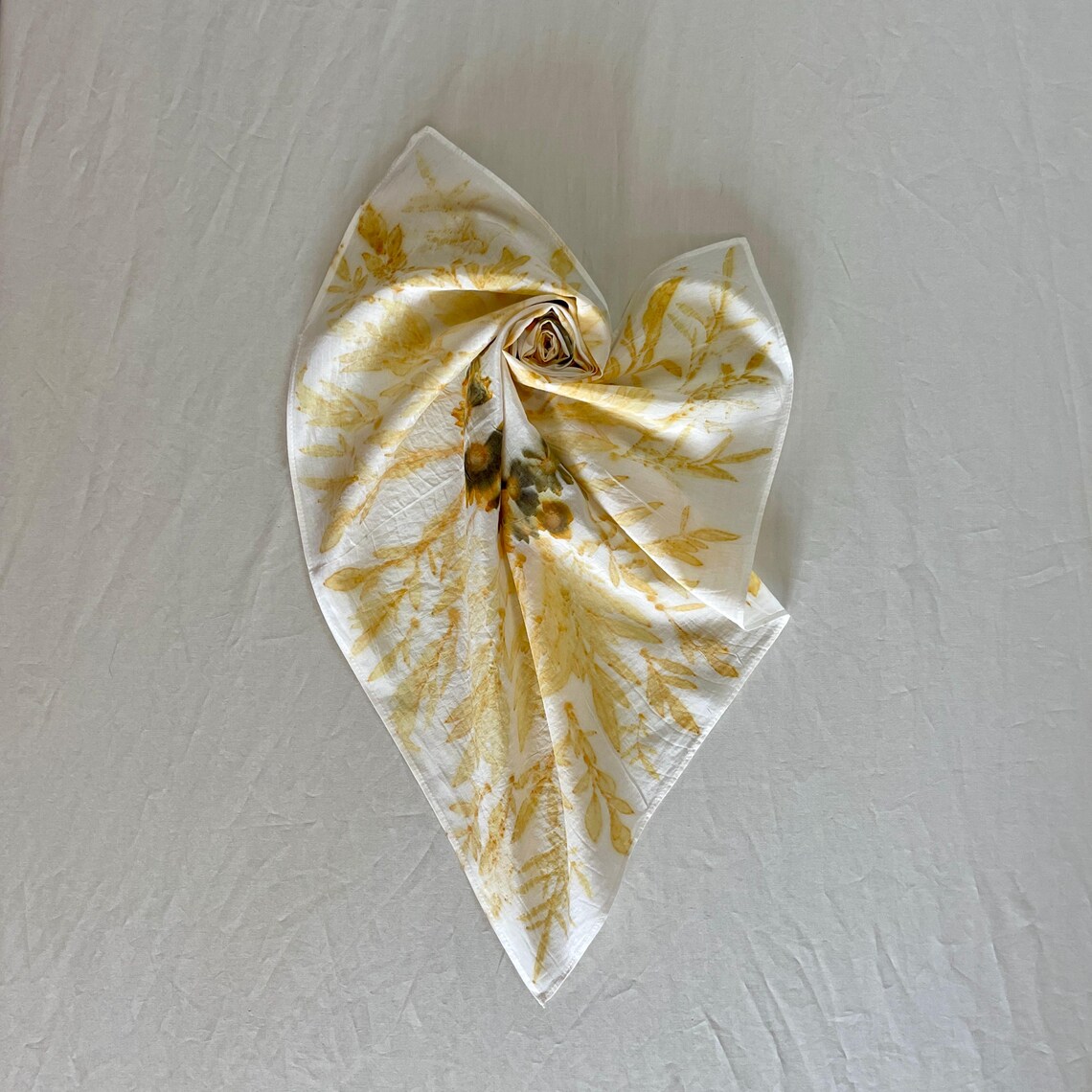 Natural Dyed Coreopsis Scarf, Eco Printed Silk-cotton Handkerchief ...