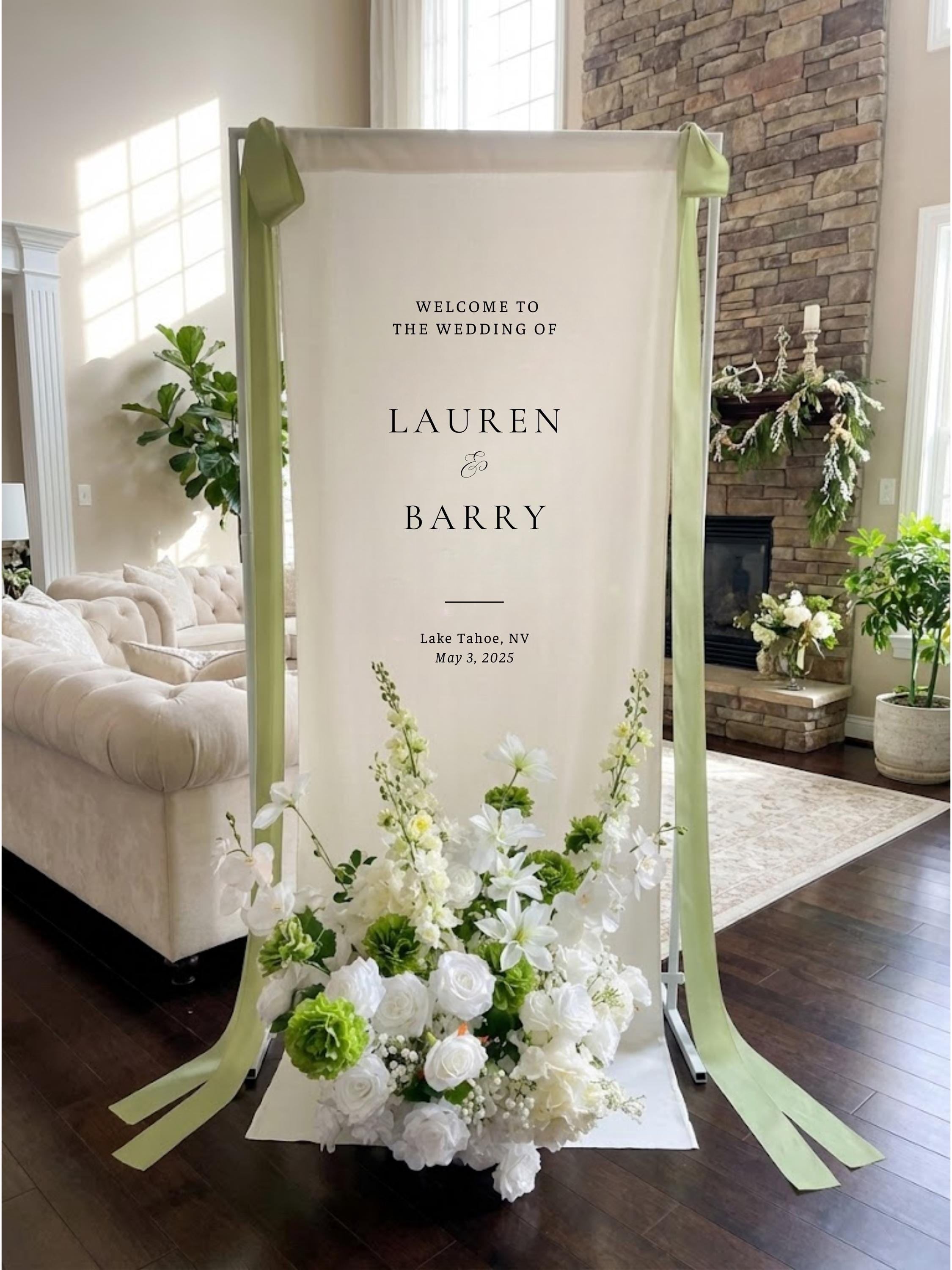 Personalized Linen Welcome Sign – Custom Fabric Wedding Signage, Rustic ...