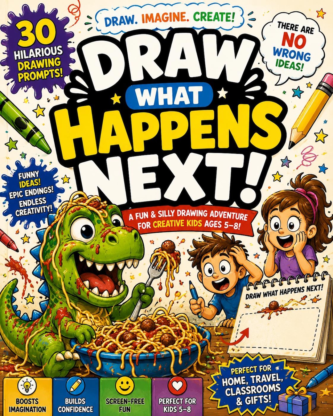 Kids Drawing Activity Book, Silly Animal Prompts, Screen-free Art ...
