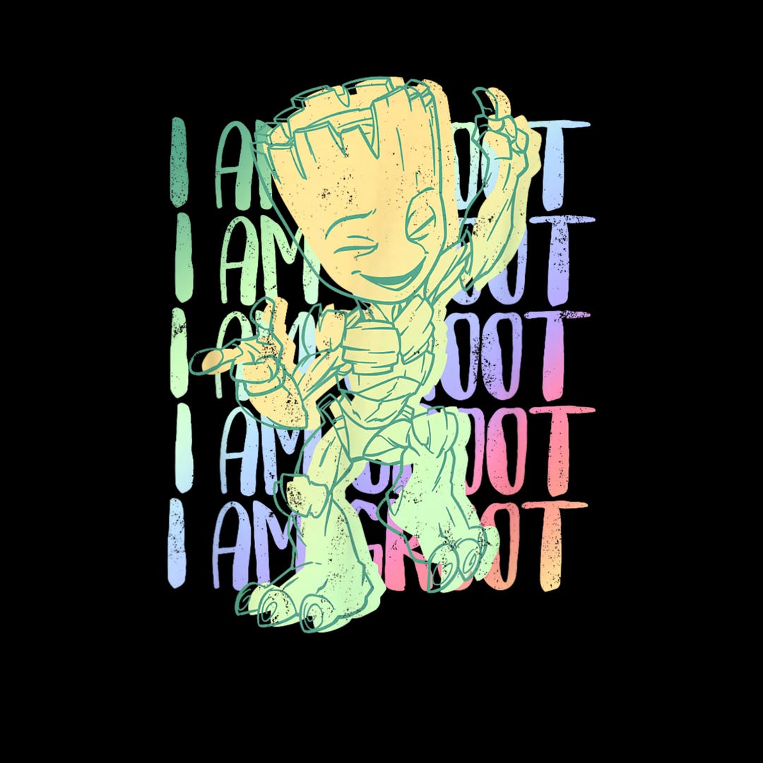 I Am Groot Happy Groot Neon Text Stack – Cute Glow Comic Inspired PNG ...