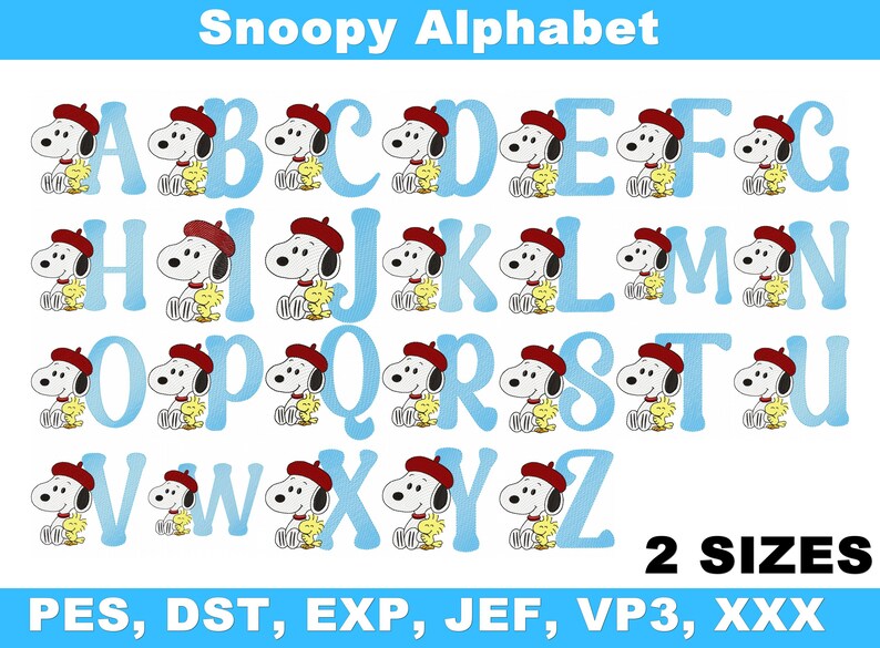 Snoopy Alphabet Embroidery Design, Cartoon Monogram Machine Embroidery ...