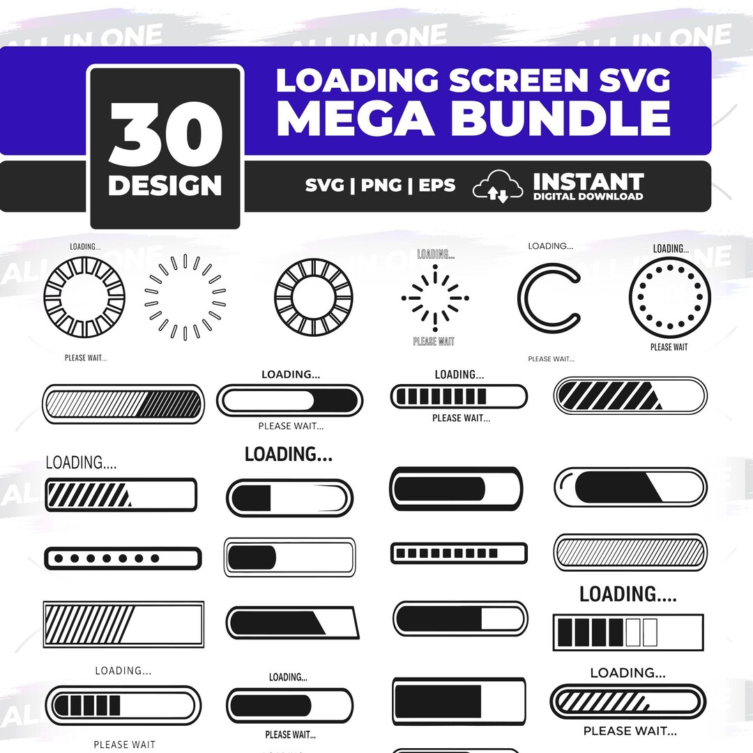 Loading Screen SVG Bundle 30 Designs | Progress Bar & Loader Icons | UI ...