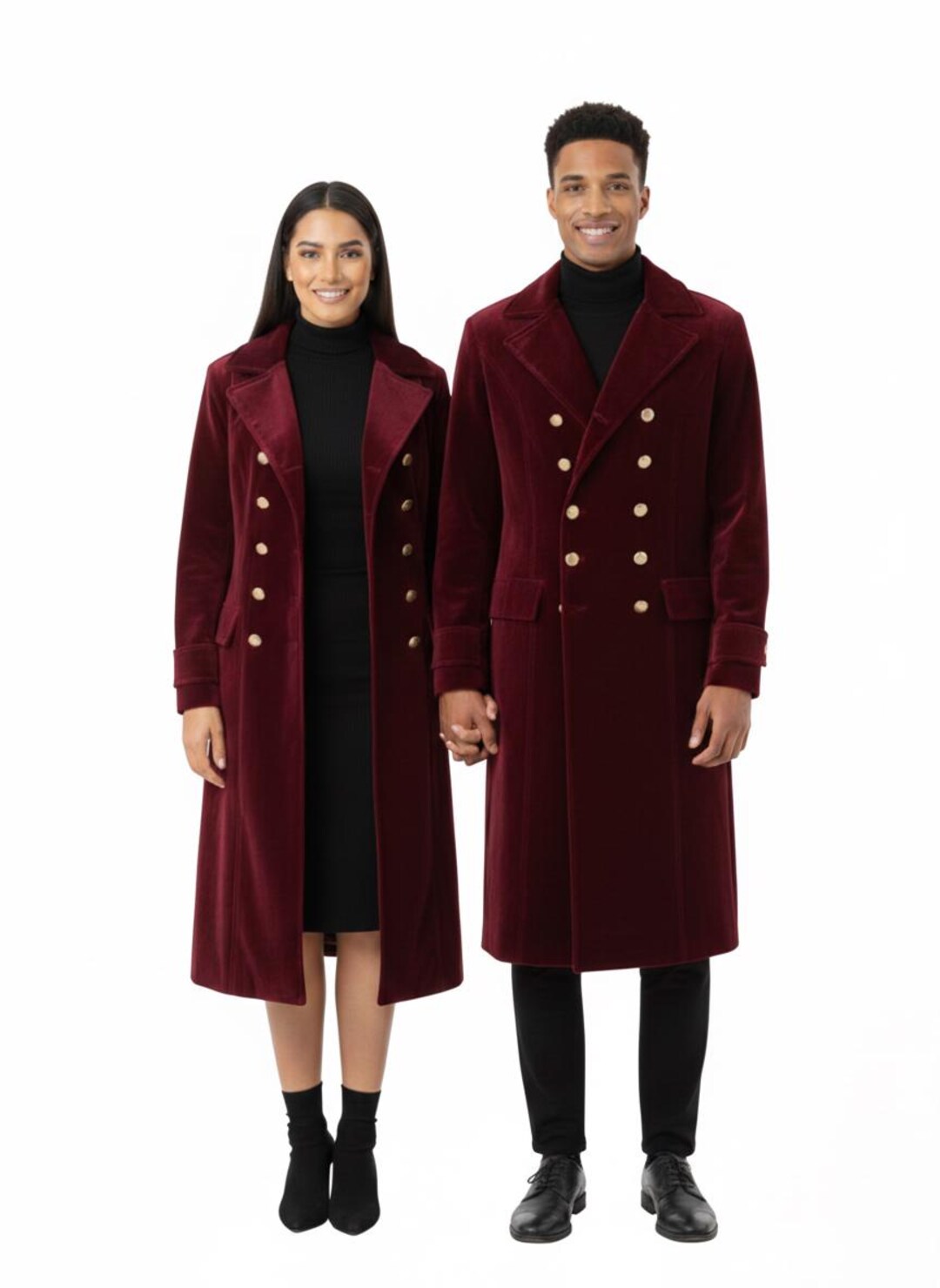Burgundy Velvet Overcoat Victorian Style Gold Buttons - Etsy