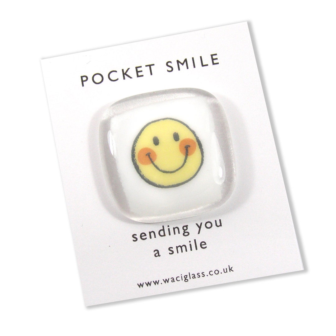 Pocket Smile Fused Glass, Yellow smile face, sending you a smile ...