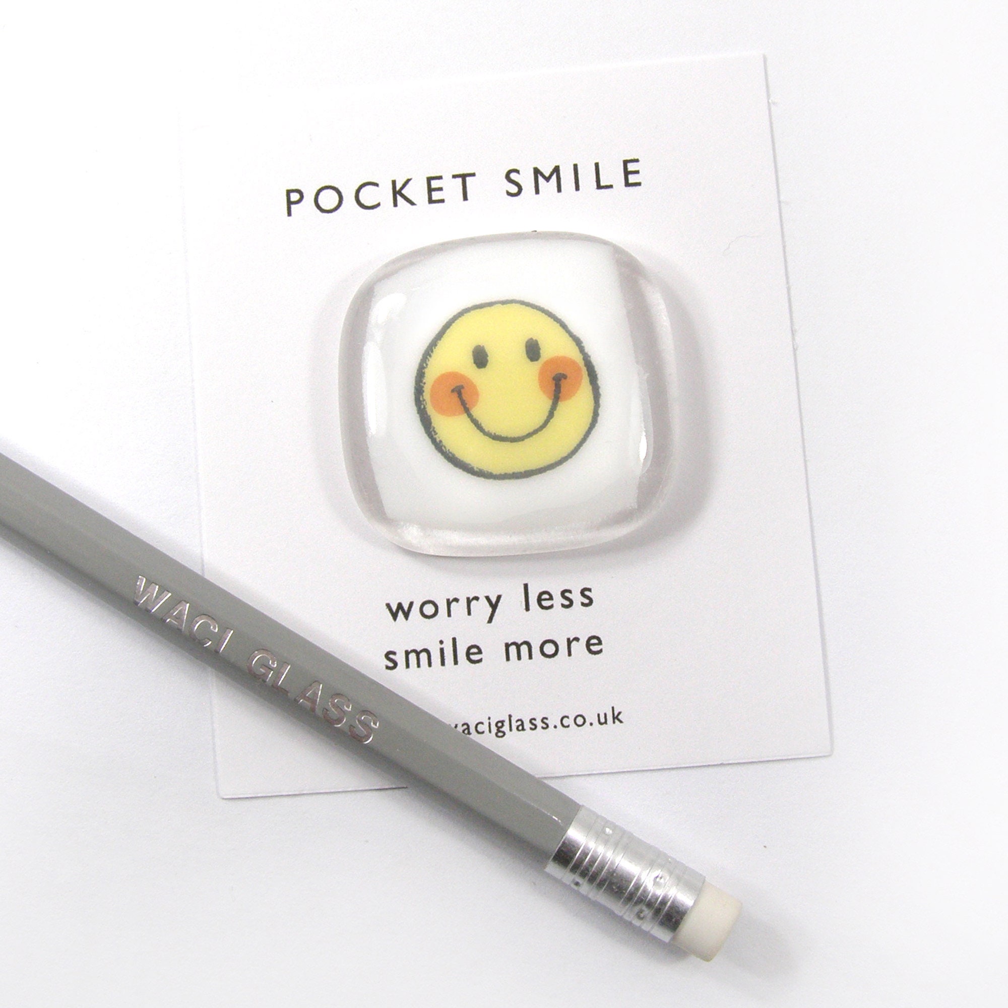 Pocket Smile Fused Glass Yellow smile face NHS key worker | Etsy