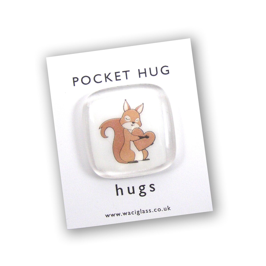 Squirrel Pocket Hug Fused Glass, Hugs, Love You, Thinking of You, Miss ...