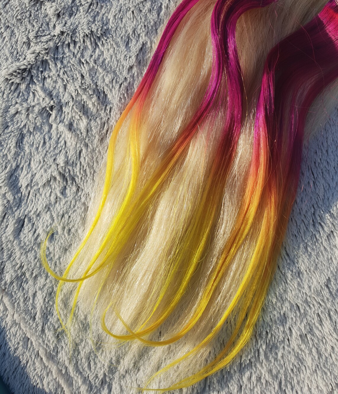 Magenta to Yellow Hair Extensions Clip in Human Hair Streaks - Etsy UK